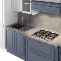 China Modern Modular Kitchen Cabinets With Island PVC Finished And Quartz Stone Top for sale