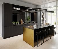 China Customize Modern Modular Kitchen Cabinets With Island And Microwave Cabinet for sale