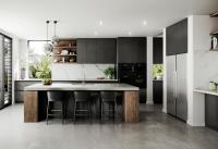 China Customize Modern Modular Kitchen Cabinets With Island And Microwave Cabinet for sale