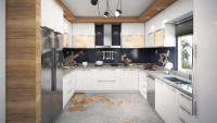China Wood Furniture Hpl Door Modern Prefab Kitchen Cabinets for sale