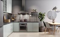 China Sink And Oven Plywood Modern Prefab Cabinets Quartz Stone Top for sale