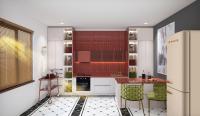 China Sink And Oven Plywood Modern Prefab Cabinets Quartz Stone Top for sale