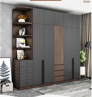 China 1.8M Bedroom Wardrobe Closets Wood Closet With Mirror Oak Color for sale