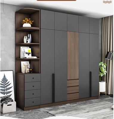 China 1.8M Bedroom Wardrobe Closets Wood Closet With Mirror Oak Color for sale