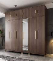 China 1.8M Bedroom Wardrobe Closets Wood Closet With Mirror Oak Color for sale
