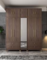 China 1.8M Bedroom Wardrobe Closets Wood Closet With Mirror Oak Color for sale