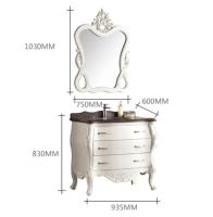 China 600mm 850mm Solid Wood Vanity For Bathroom Floating Bathroom Vanity With Drawers for sale