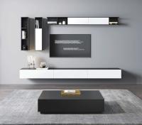 China Living Room TV Shelves Wall Mounted TV Stand With Haning Cabinets And Display Box for sale
