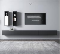 China Living Room TV Shelves Wall Mounted TV Stand With Haning Cabinets And Display Box for sale