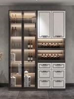 China SS304 White Wine Rack Living Room Display Cabinet With Clear Glass Door for sale