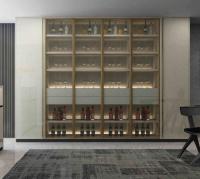 China SS304 White Wine Rack Living Room Display Cabinet With Clear Glass Door for sale