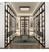 China 6ft By 6ft High End Walk In Closet Design Shoe Cabinet Glass Door Cloakroom for sale