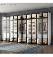 China 6ft By 6ft High End Walk In Closet Design Shoe Cabinet Glass Door Cloakroom for sale