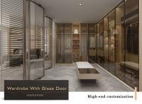 China 6ft By 6ft High End Walk In Closet Design Shoe Cabinet Glass Door Cloakroom for sale