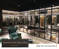 China 6ft By 6ft High End Walk In Closet Design Shoe Cabinet Glass Door Cloakroom for sale