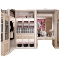 China Luxury Walk In Closet Furniture With Shelves Designs With Storage Basket for sale