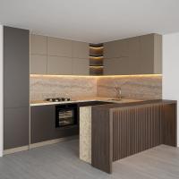 China 2022 New Modern Modular Kitchen cabinet design with quartz stone top for sale