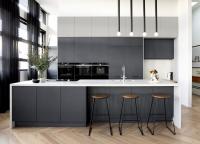 China 79in Dark Grey Modern Kitchen Cabinets Island With Cabinets And Seating Tall Cabinet for sale