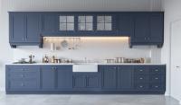 China 3M Modern Corner Stone Grey Kitchen Cabinets With Island Sintered Stone for sale