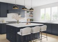 China 2m HPL High Gloss Pvc Kitchen Cabinets With Drawer Contrasting Countertops And Island for sale
