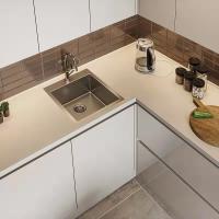 China 2.5M U Shape Melaminer Modern Modular Kitchen Cabinets With Island Stove for sale
