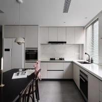 China 100CM Solid Gray Kitchen Cabinets With White Countertops Furniture for sale