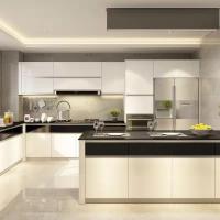 China HPDL Kitchen Cupboard Aluminium Fabrication Kitchen Cabinets Contemporary Walnut Wood for sale
