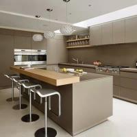 China Hdf High Gloss Modern Modular Cabinets With Island for sale