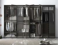 China Full Glass Door 4M Aluminum Wardrobe Closet 4 Drawers Built In Bulb for sale