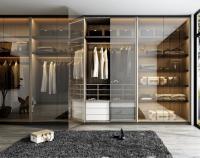 China Full Glass Door 4M Aluminum Wardrobe Closet 4 Drawers Built In Bulb for sale