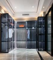China Full Glass Door 4M Aluminum Wardrobe Closet 4 Drawers Built In Bulb for sale
