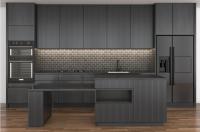 China Lacquer Paint Black Modern Design Kitchen Cabinet Quartz Stone 15mm for sale