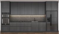 China Lacquer Paint Black Modern Design Kitchen Cabinet Quartz Stone 15mm for sale