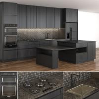 China Lacquer Paint Black Modern Design Kitchen Cabinet Quartz Stone 15mm for sale