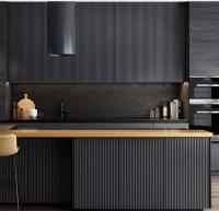 China 18mm Modern Matt Black Finish Kitchen Cabinets Black Finish Melamine Board for sale