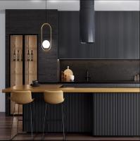 China 18mm Modern Matt Black Finish Kitchen Cabinets Black Finish Melamine Board for sale