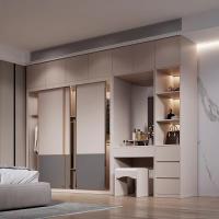 China Shoes Rack Equipped Sliding Door Wardrobe Closet ISO9001 With Lighting for sale