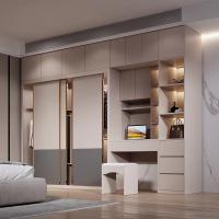 China Shoes Rack Equipped Sliding Door Wardrobe Closet ISO9001 With Lighting for sale