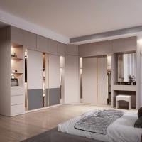 China Shoes Rack Equipped Sliding Door Wardrobe Closet ISO9001 With Lighting for sale