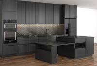 China 5m Blum Black Modern Design Modular Kitchen Cabinets With Wall Cabinet Wine Rack for sale