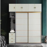 China Open Shelves Sliding Door Bedroom Wardrobe With LED Lighting for sale