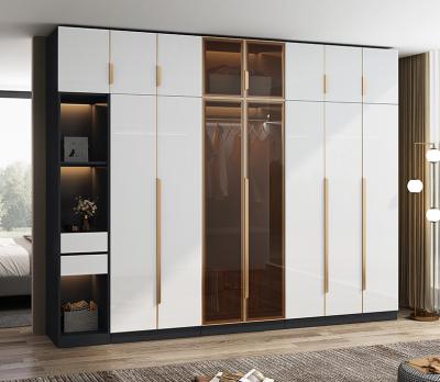 China White Glass Door Combine Bedroom Wardrobe Closet With Soft Closing Sliding for sale