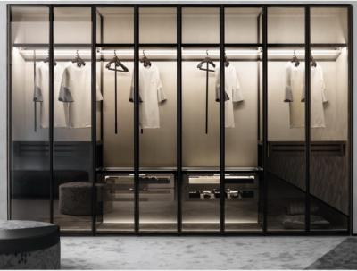 China 3M Modern Bedroom Wardrobe Closet With Glass Door And Switch LED for sale