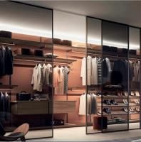 China 3M Modern Bedroom Wardrobe Closet With Glass Door And Switch LED for sale
