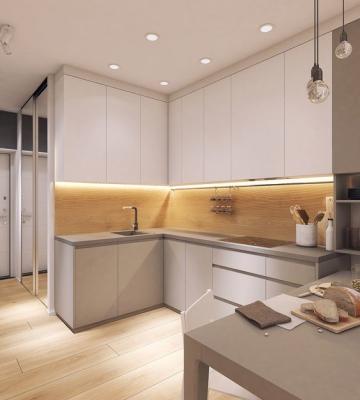 China 2.5M High Custom Kitchen Cabinets White Lacquer Paint And Wooden Color Finish for sale