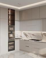 China 2.5M High Custom Kitchen Cabinets White Lacquer Paint And Wooden Color Finish for sale