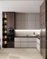 China Modern Style Plywood Kitchen Cabinets Italy Design Built In Pantry And Drawer Basket for sale