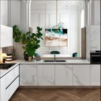 China Melamine Finish Modern Modular Kitchen Cabinet L Shape Design for sale