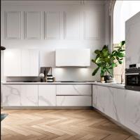China Melamine Finish Modern Modular Kitchen Cabinet L Shape Design for sale