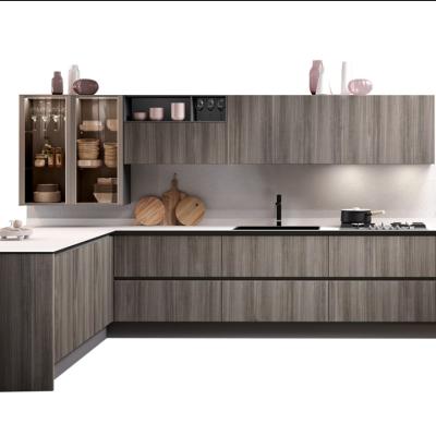 China 18mm Walnut Wood Membrane MDF Kitchen Cabinets For Kitchen Furniture for sale